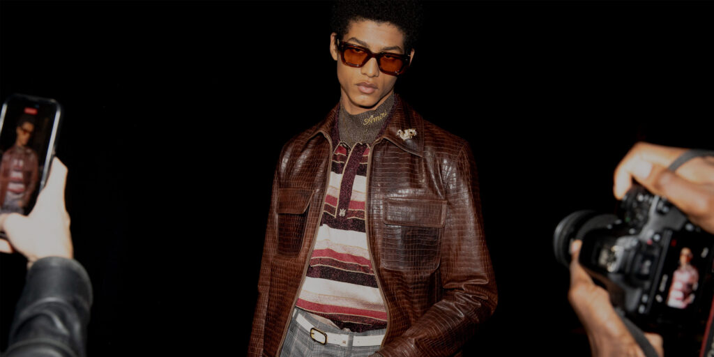 Amiri’s latest collection is a portrait of gold-tinged Hollywood glamor